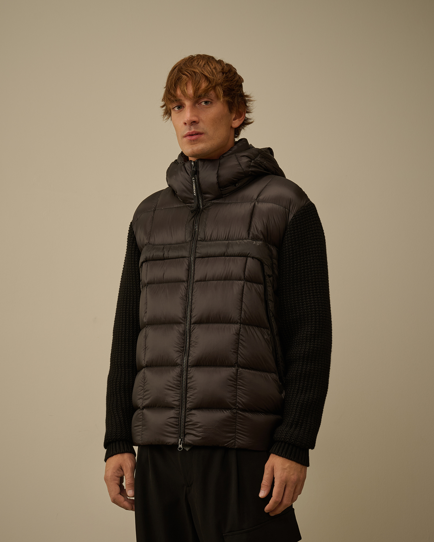 Black Extrafine Merino Wool Mixed Full Zip Goggle Sweater | CPC JP ...