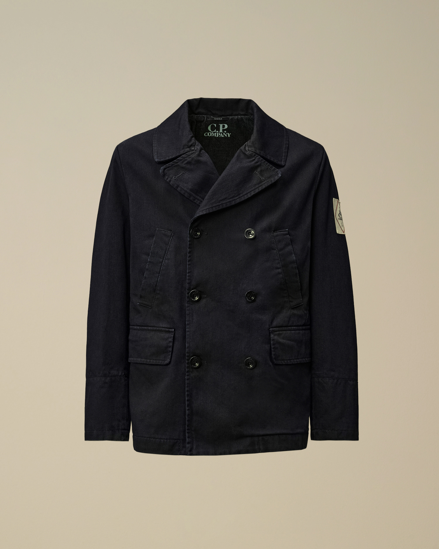 Blue 3/4 Plated Denim Pea Coat | CPC USCA Online Store